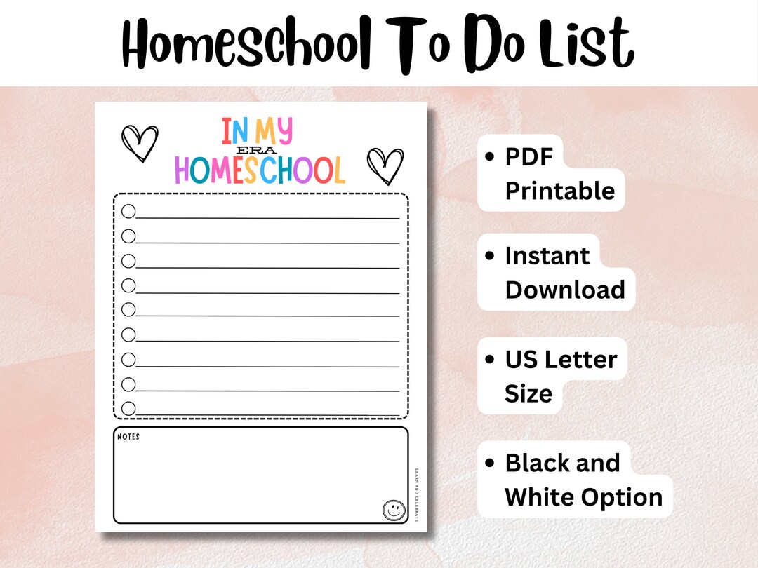In My Homeschool Era Stylish Homeschool To-do List Organize Your School ...