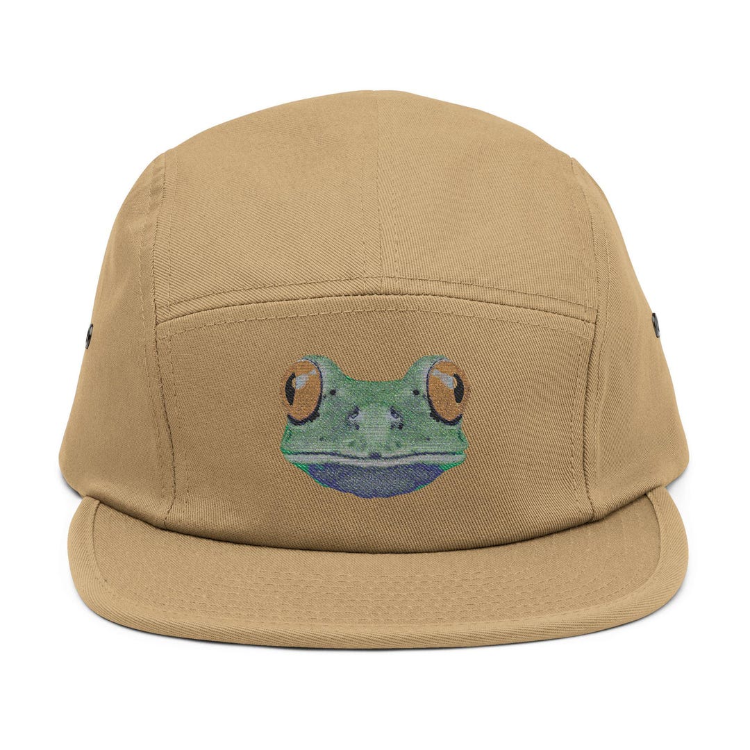 Embroidered 5 Panel Cap, Frog Graphic Eco Friendly Hat, Nature Lover ...