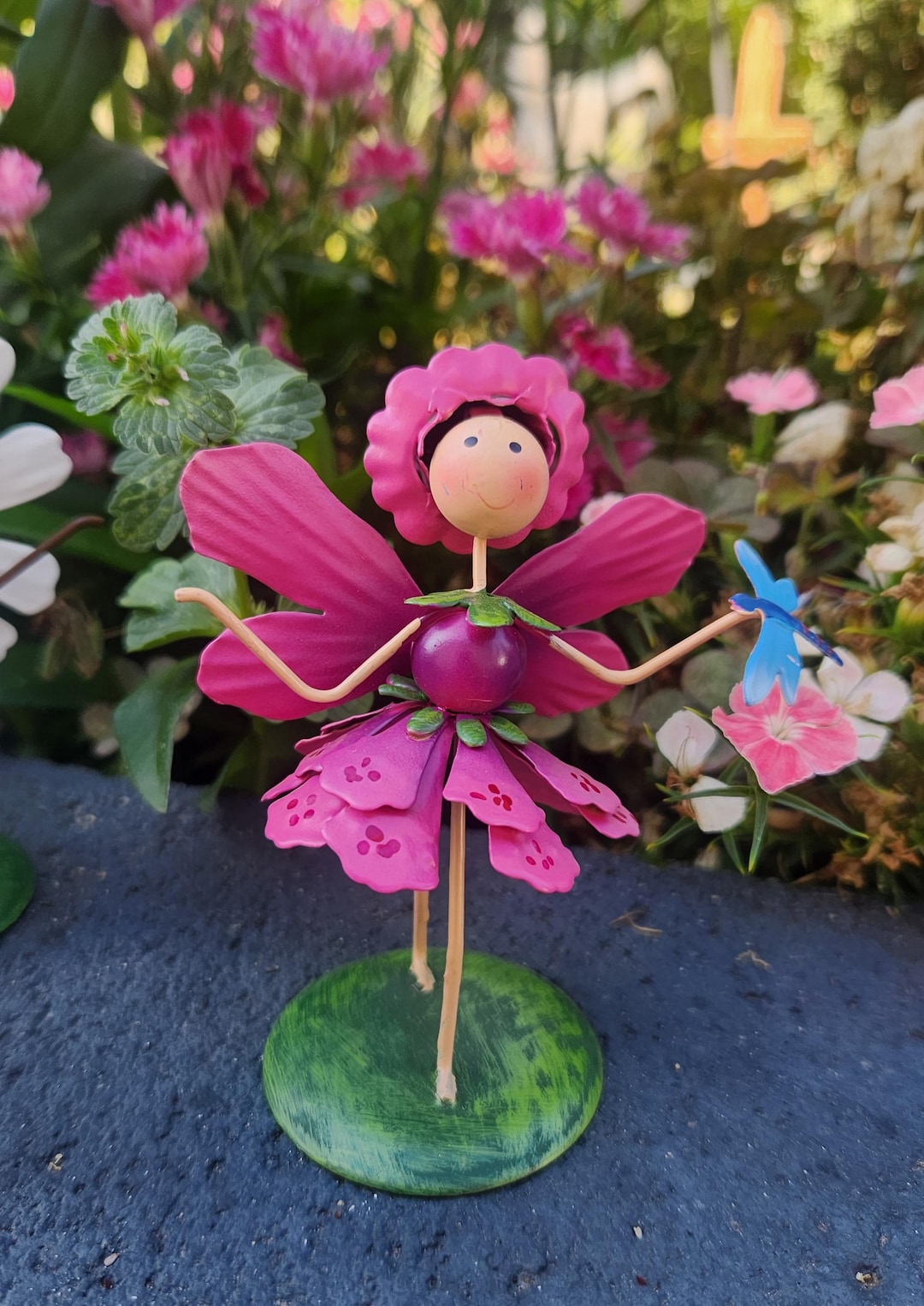 Adorable Pink Zinnia Pinwheel Miniature Flower Fairy Garden Doll ...