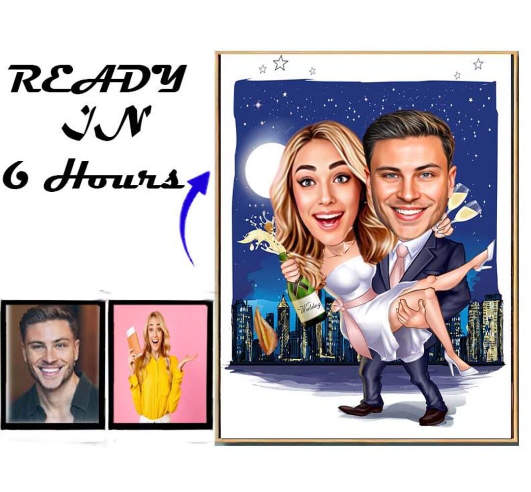 Custom Couple Cartoon Portrait, Custom Valentine's Day Caricature ...