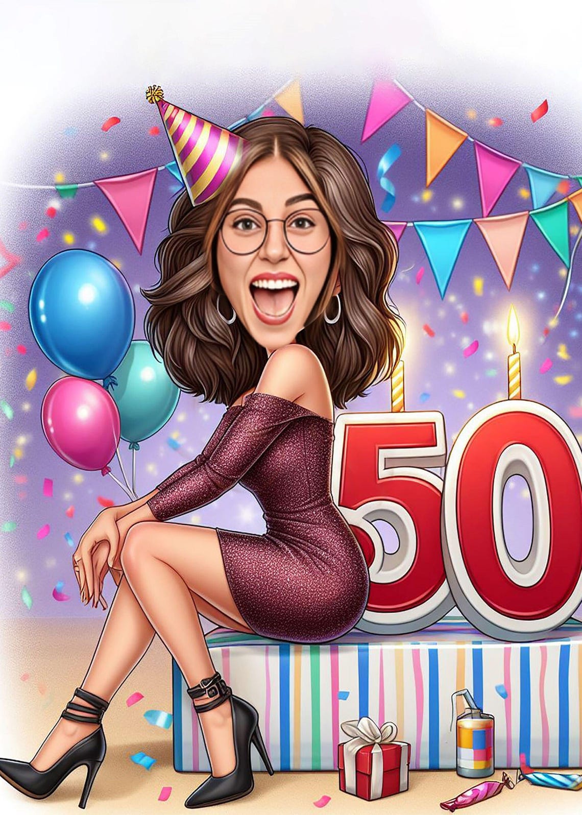 50th Birthday Caricature Birthday Cartoon Birthday Caricature Birthday ...