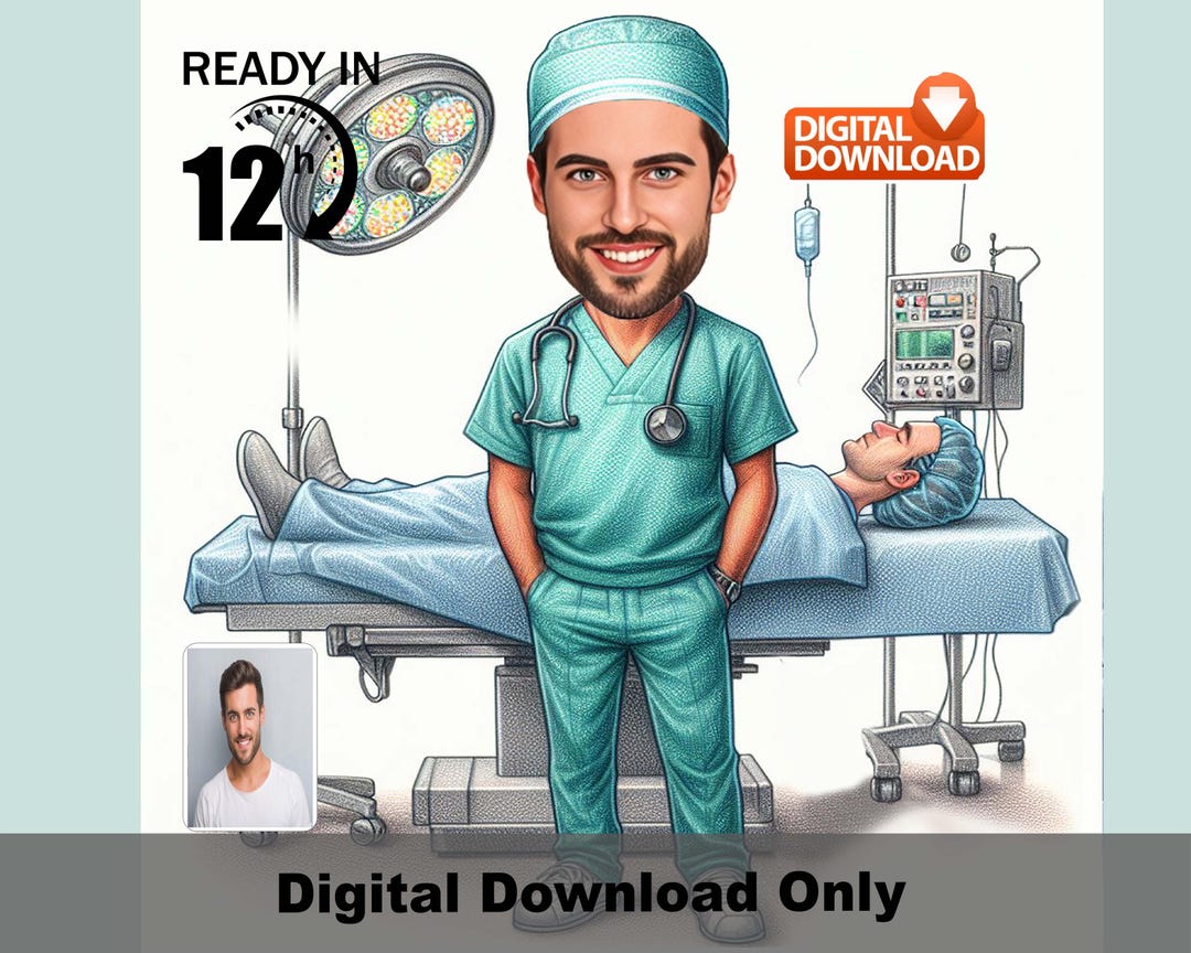 MALE SURGEON Doctor Caricature Cartoon Image Operation Theatre Surgeon ...