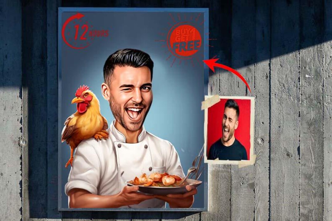 CHEF Caricature Perfect for Cooking Chef's Masterpiece Celebrating ...