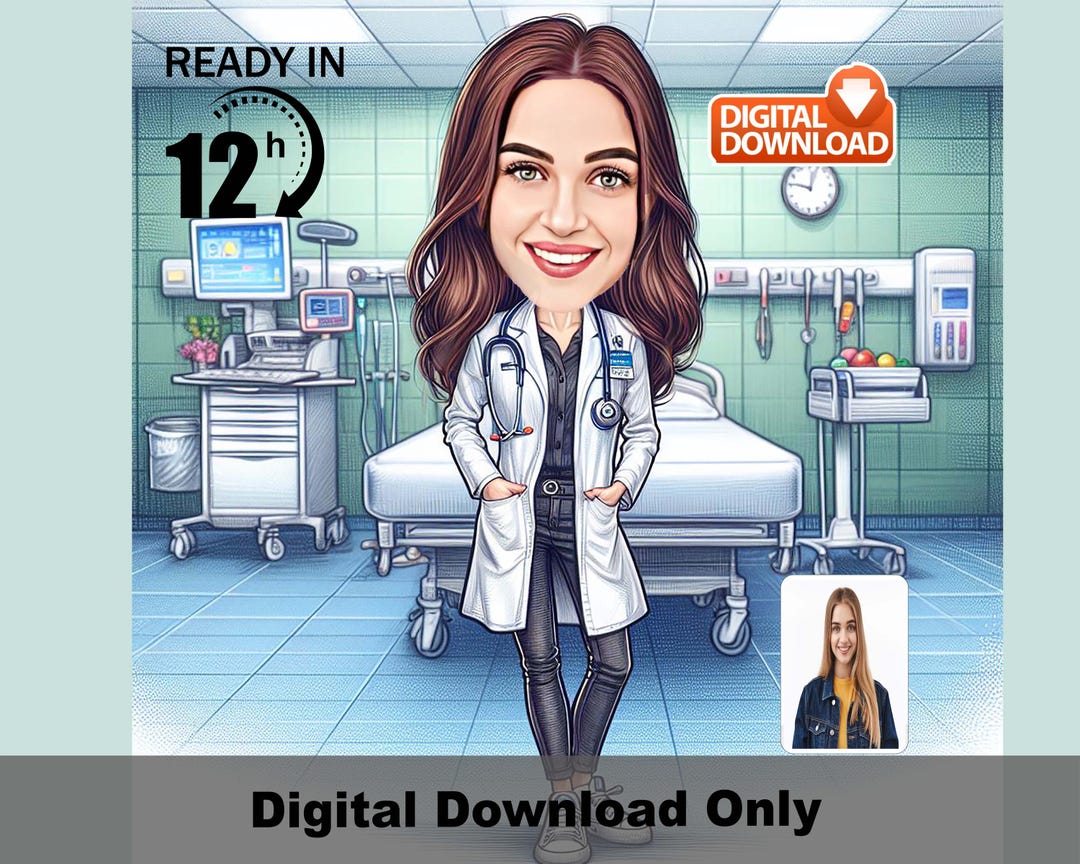 Custom Female Doctor Caricature Cartoon Portrait Women in Medicine ...