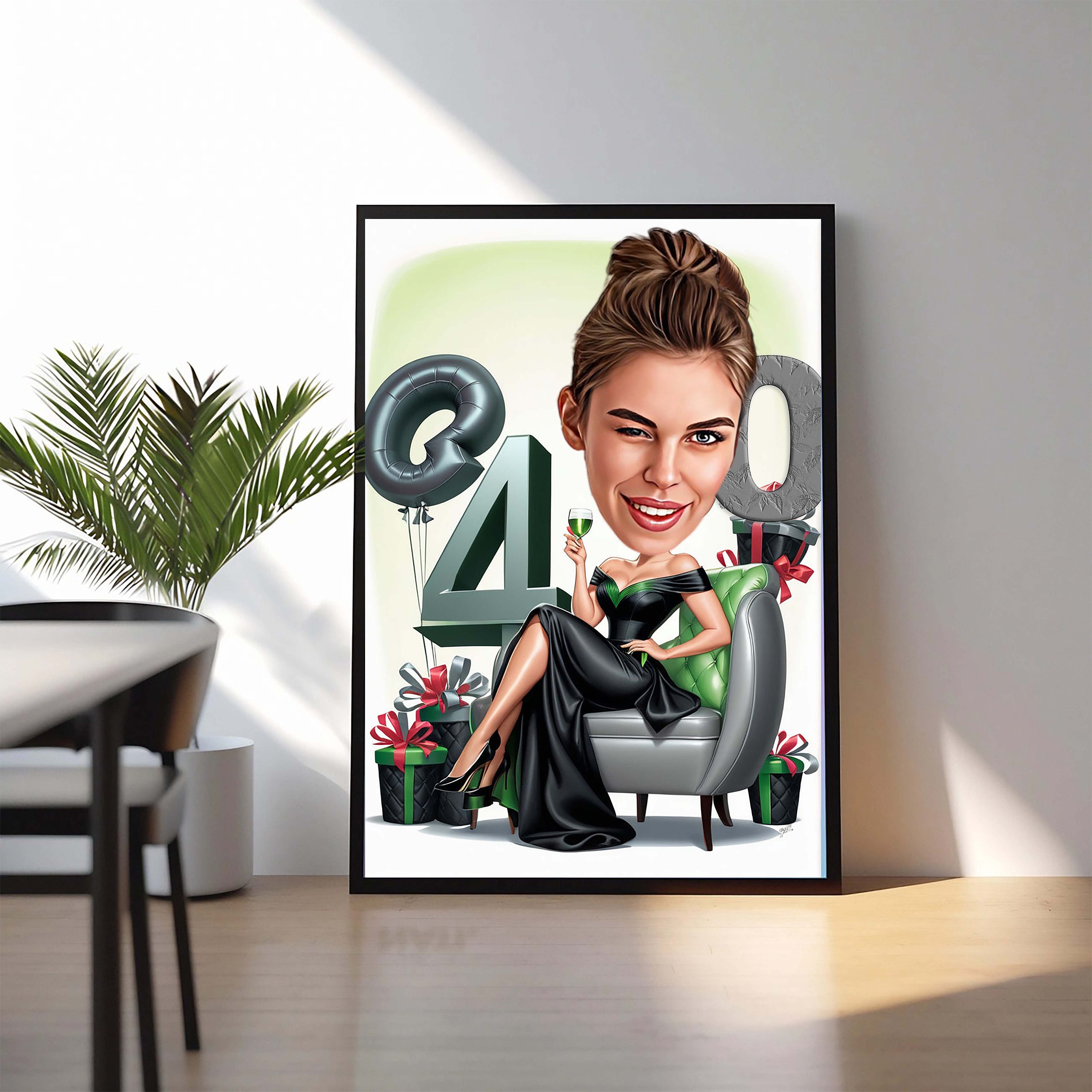 40th Birthday Caricature Cartoon Birthday Caricature Birthday Gift for ...