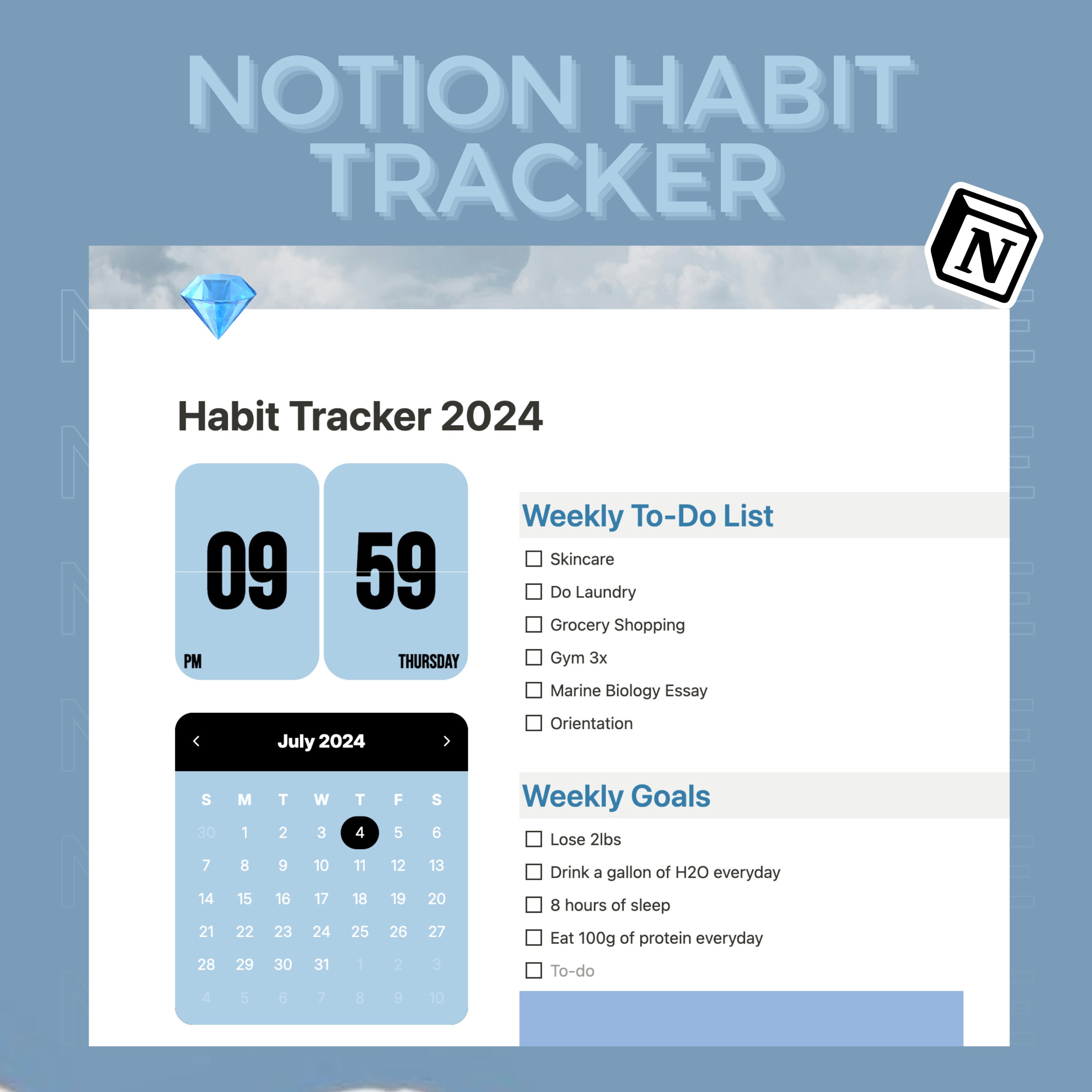 Notion Template Notion Habit Tracker Notion Dashboard Notion Planner ...