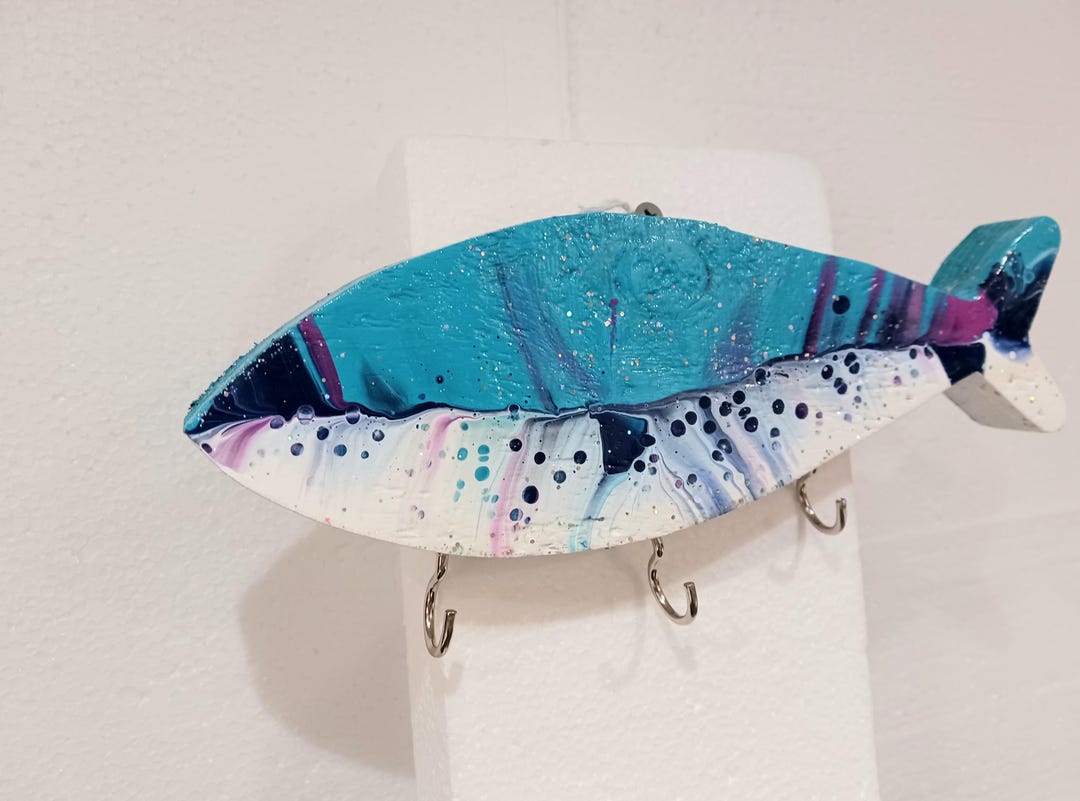 Whimsical Painted Wood Fish Key Holder - Etsy