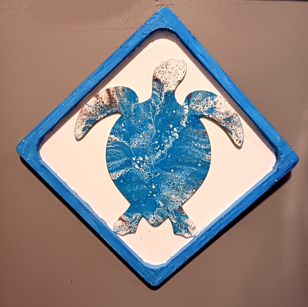 Painted Wood Turtle in Box Frame Wall Hanging - Etsy