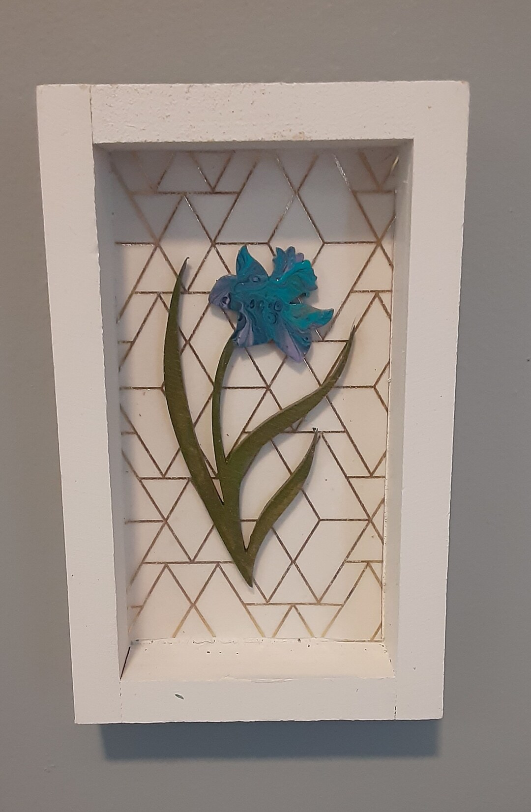 Painted Wood Daffodil in Hanging Shadow Box - Etsy