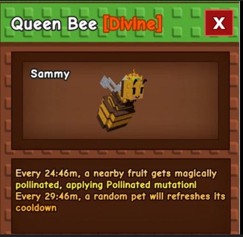Roblox| Grow a Garden | Pet: Queen Bee - Etsy
