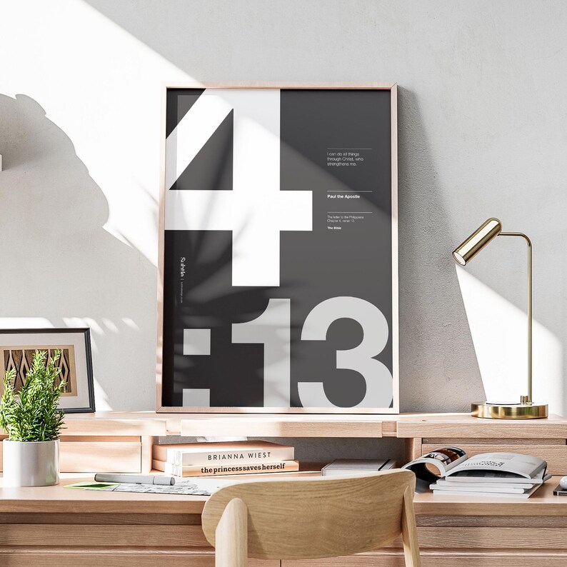 Philippians 4 13 - Printed Bible Verse Wall Art | Black | Christian ...