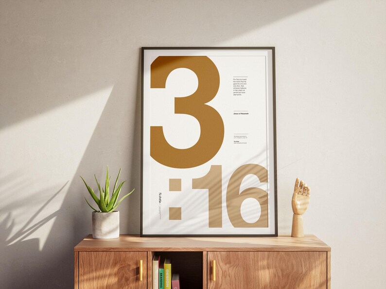 John 3 16 - Bible Verse Poster 8 Colours | Christian Wall Art Simple ...
