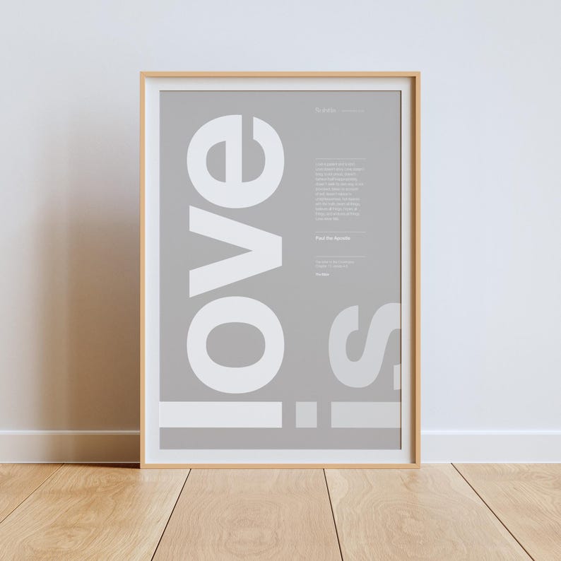 1 Corinthians 13 4-8 - Printed Bible Wall Art | 5 Colour Options ...