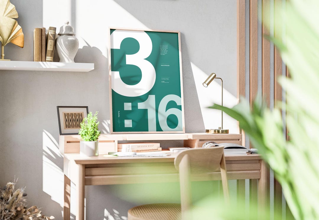 John 3 16 Printed Bible Verse Poster 8 Colour Options Christian Printed ...