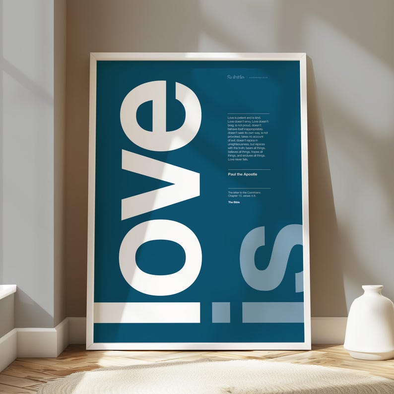 1 Corinthians 13 4-8 - Printed Bible Wall Art | 5 Colour Options ...
