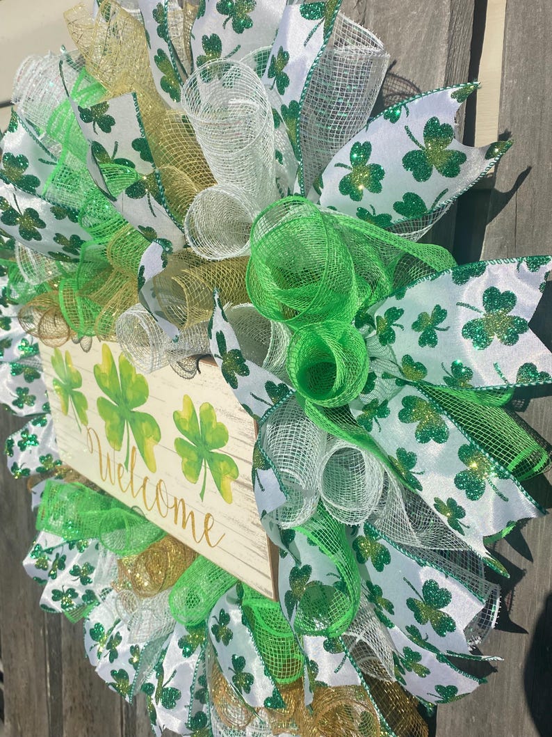 St Patrick Day Shamrock Welcome Wreath - Etsy