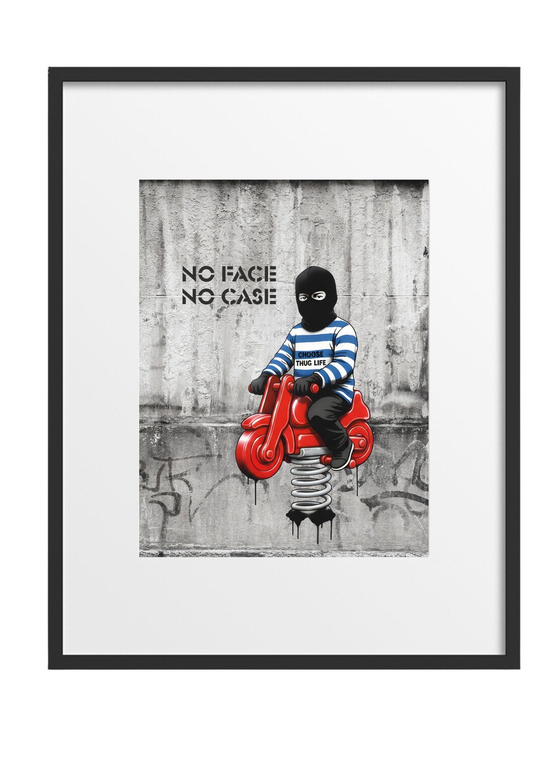 Banksy Style Street Art Print – Thug Life Balaclava Child, A5 Mounted ...