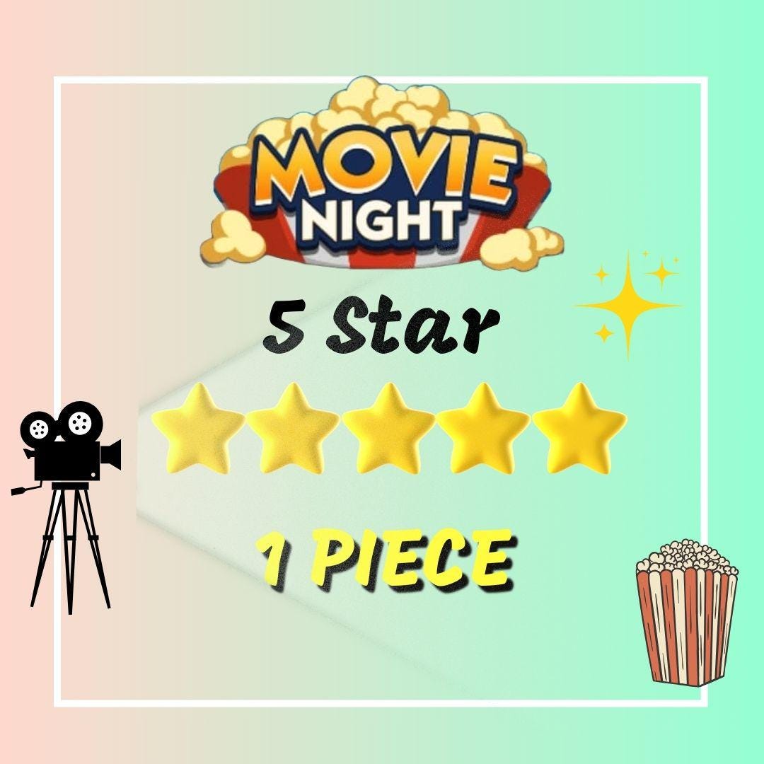 Monopoly 5 Star Sticker 1 Piece Set 13-18 - Etsy