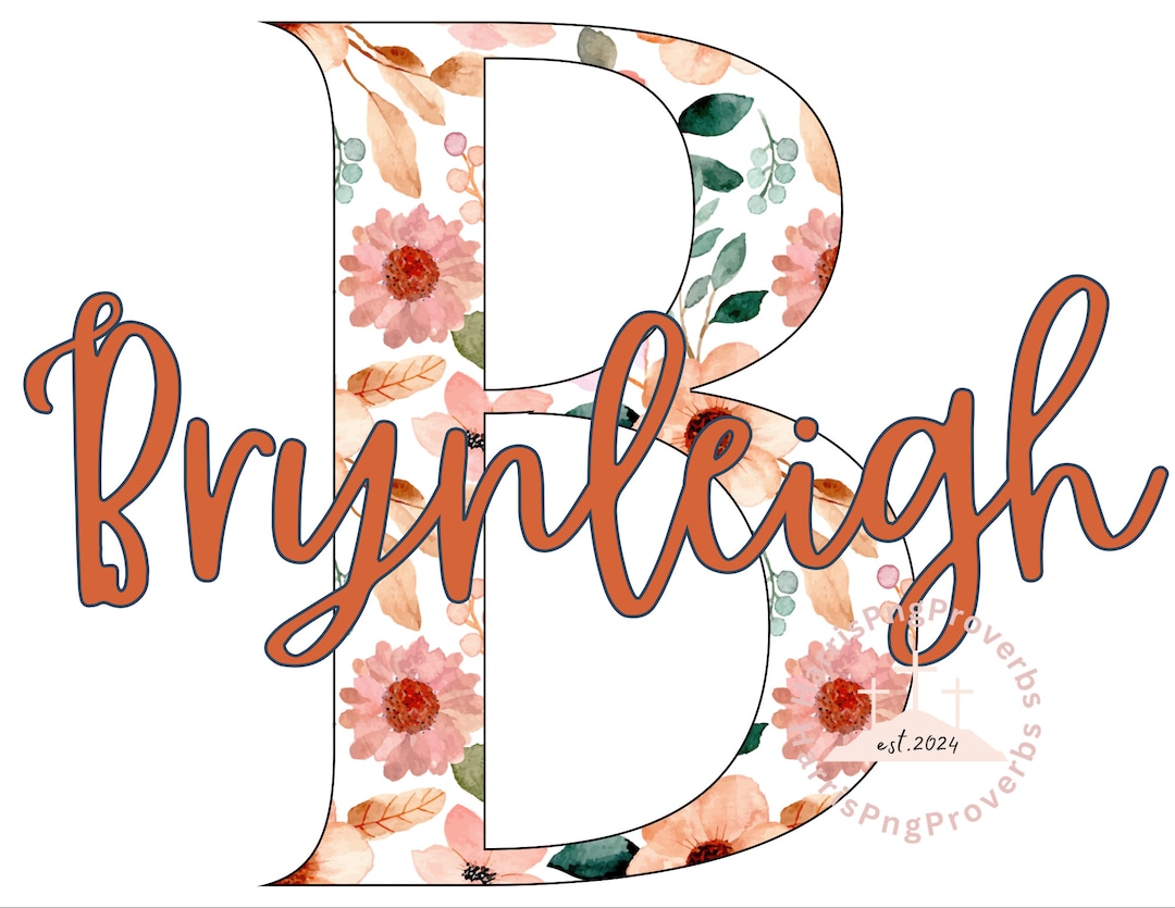 Custom Floral Girl Initial PNG: Baby Name Design (digital Download) - Etsy