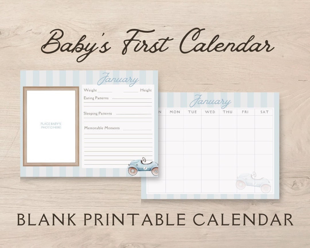 Baby First Calendar, Printable Baby Monthly Milestones, Monthly Baby ...