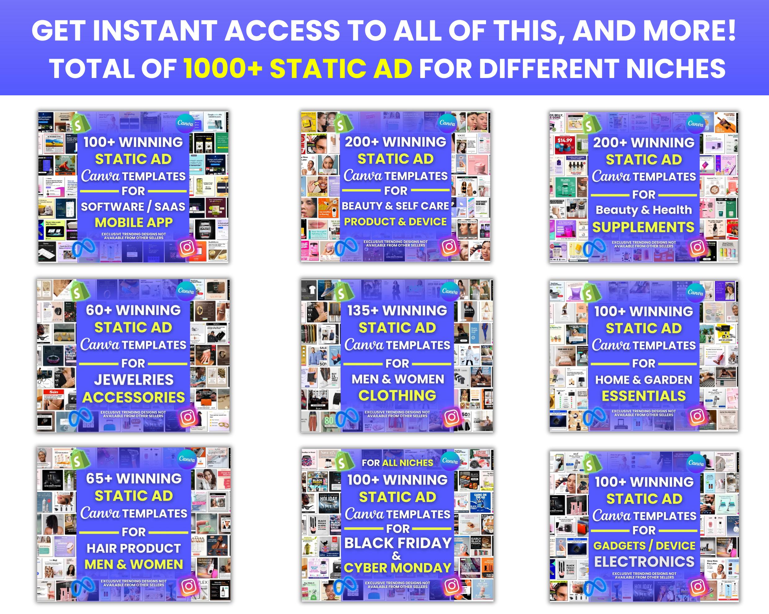 1000+ PLR Winning Static Ads Canva Template, Image Ad Creatives ...
