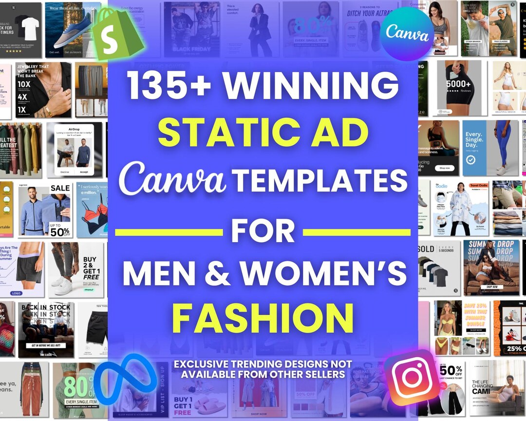 135+ Winning Static Ad Canva Templates for Men & Women Fashion Facebook ...