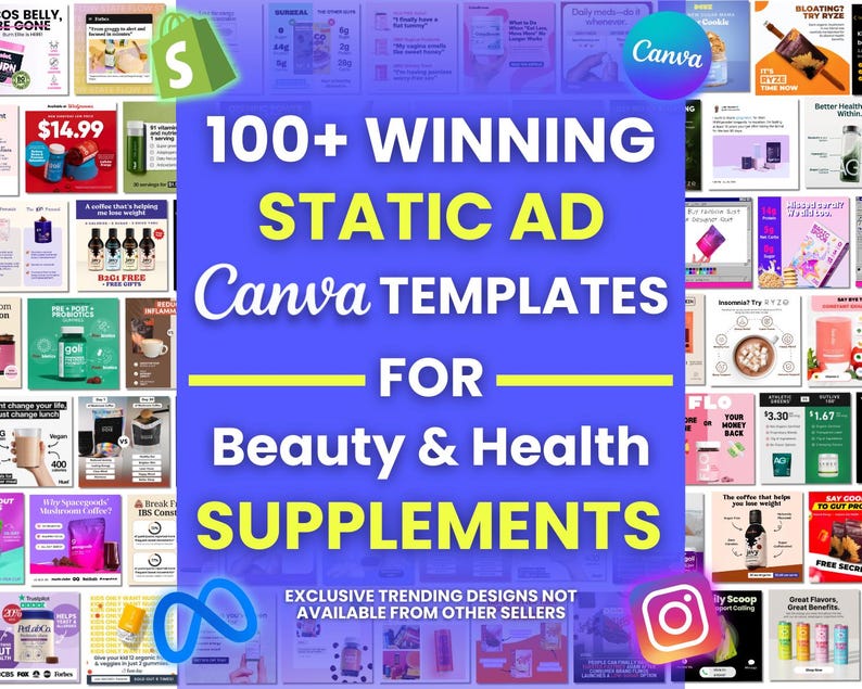 100+ Winning Static Ad Canva Templates for Beauty & Health Supplements ...