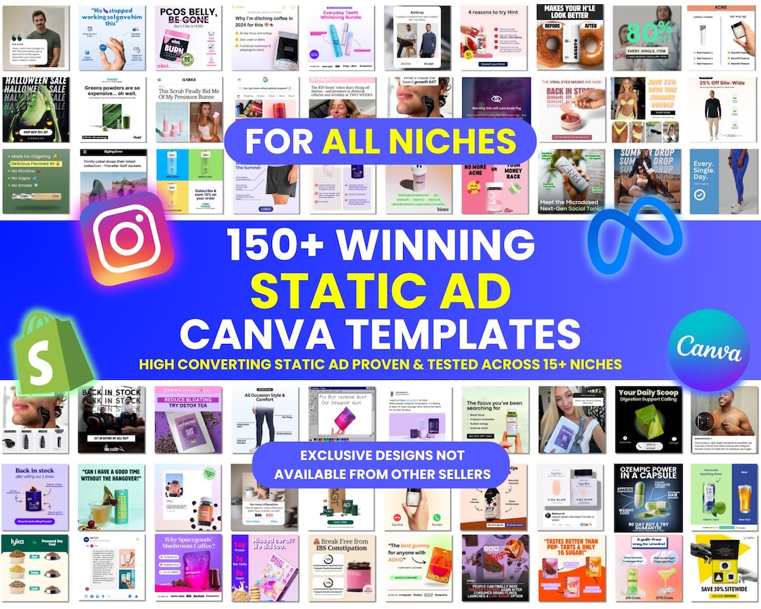 150+ Winning Static Ads Canva Templates, Image Ads Creatives Template ...