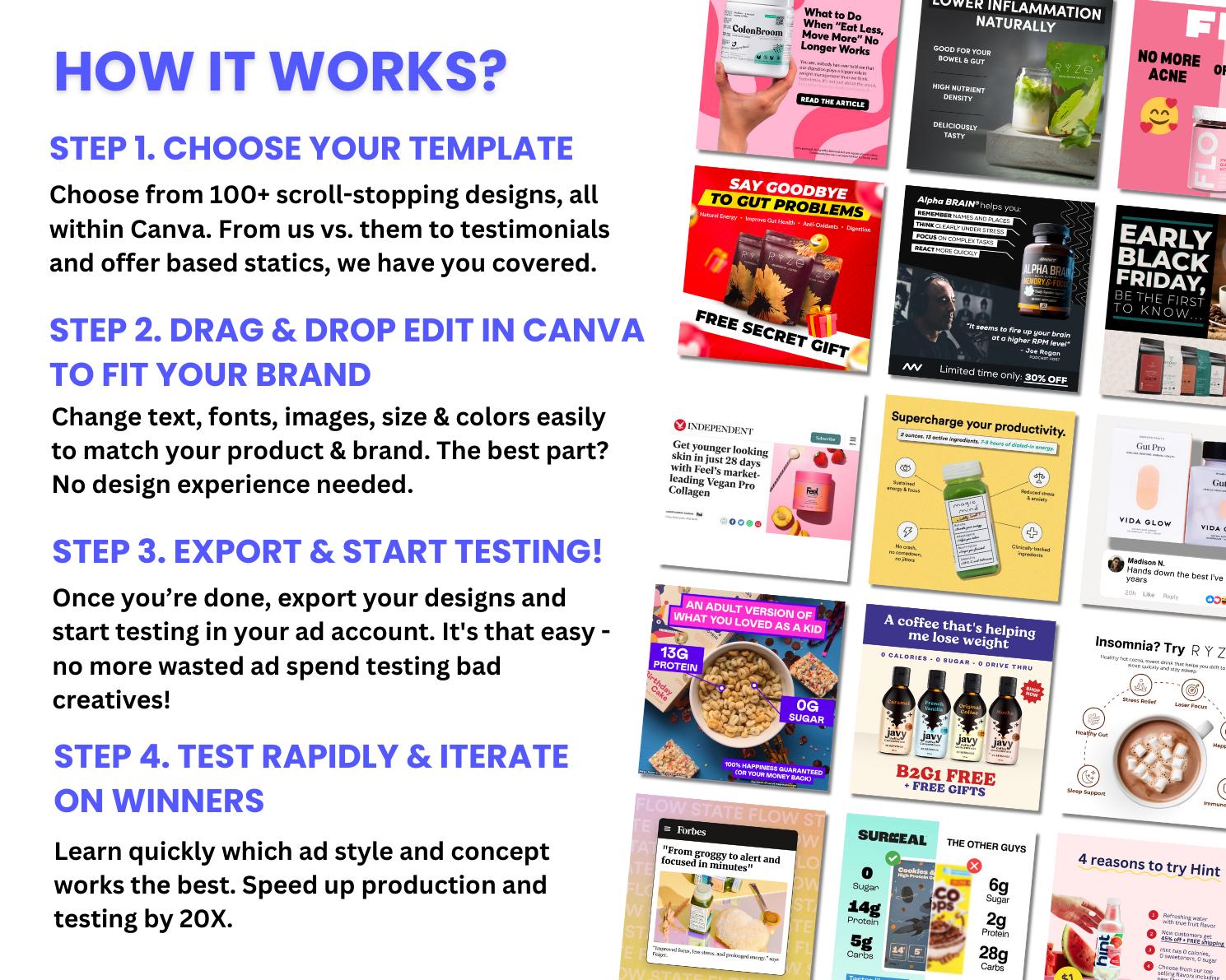 100+ Winning Static Ad Canva Templates for Beauty & Health Supplements ...