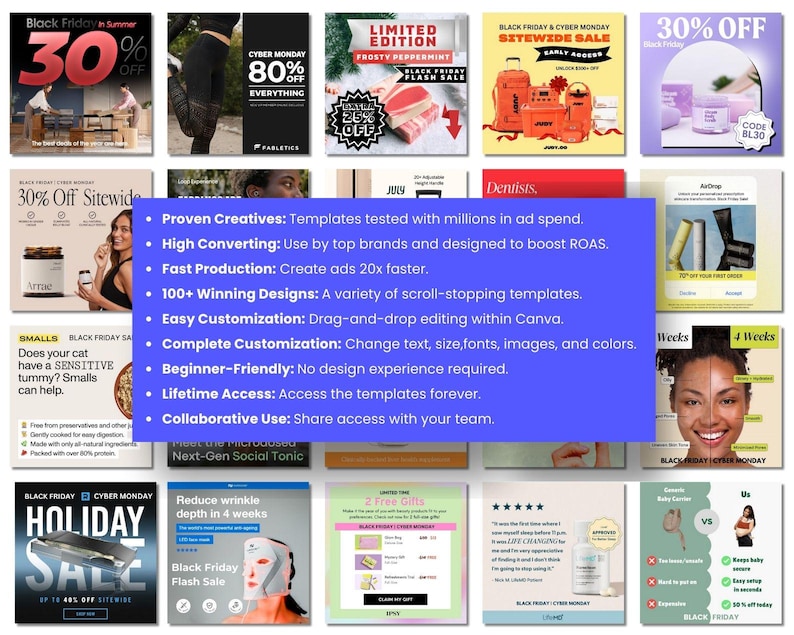 100+ BFCM Winning Static Ad Canva Templates, Black Friday Image Ad ...