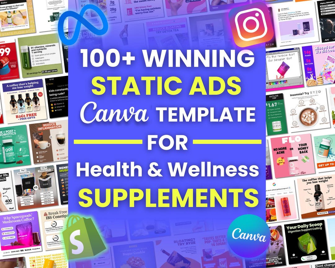 100+ Winning Static Ad Canva Templates for Health & Wellness ...