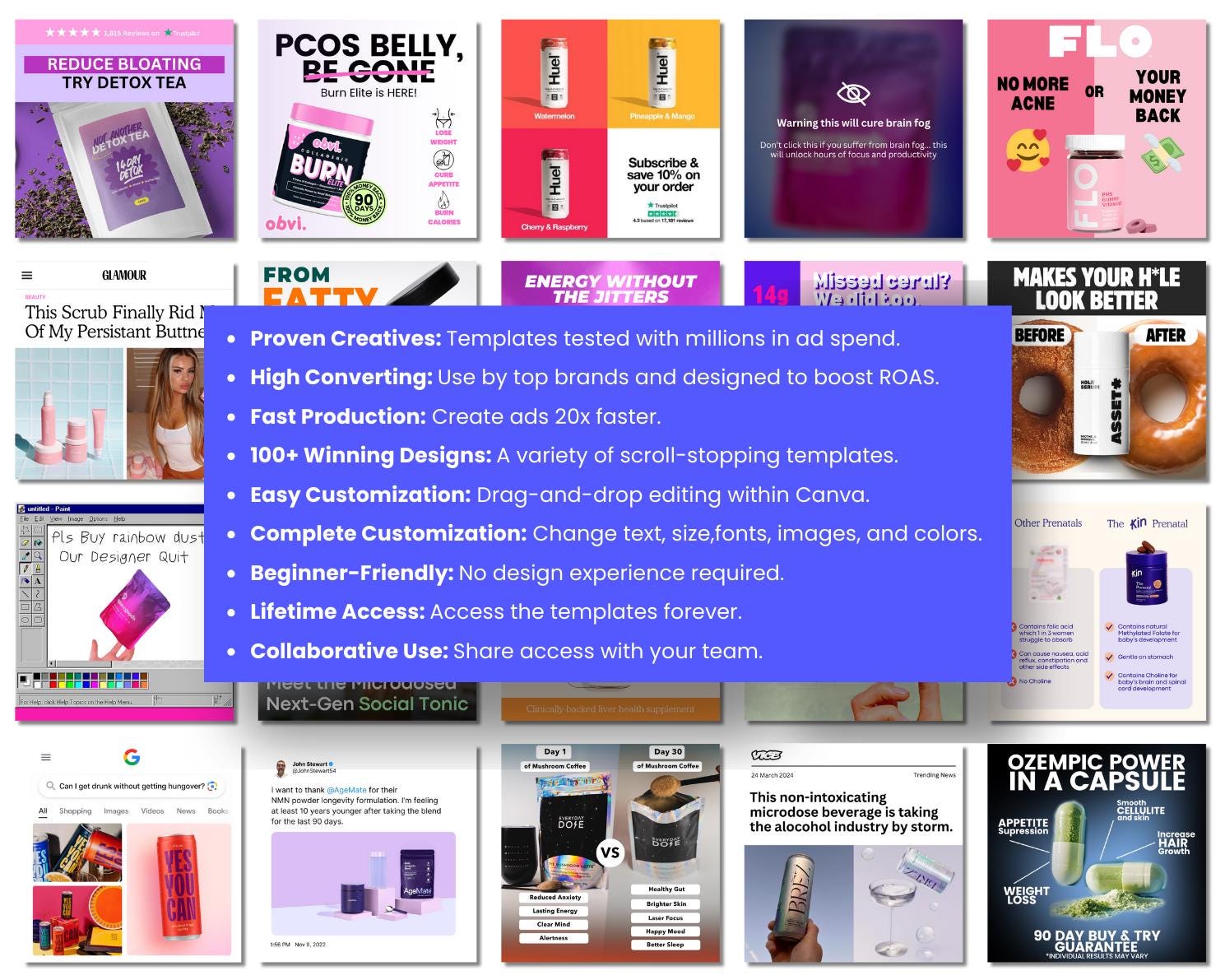 100+ Winning Static Ad Canva Templates for Beauty & Health Supplements ...