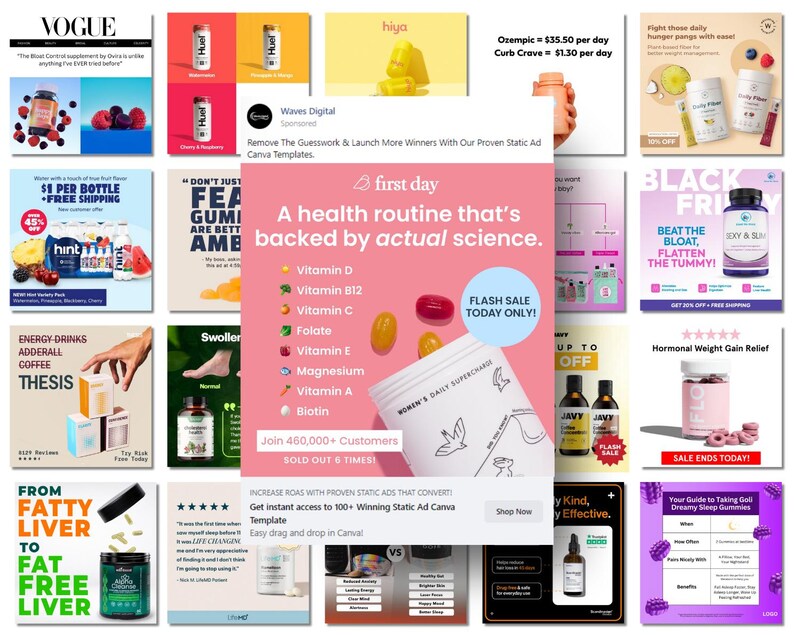 50+ Winning Static Ad Canva Templates for Beauty & Health Supplements ...