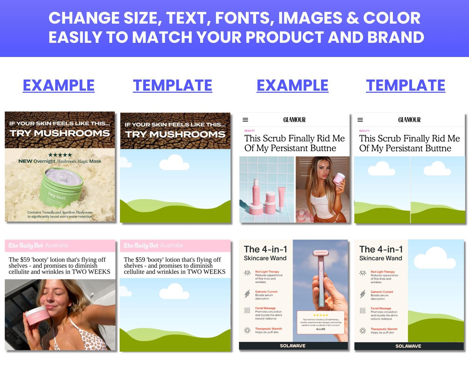 160+ Winning Static Ad Canva Templates for Skincare Products Facebook ...