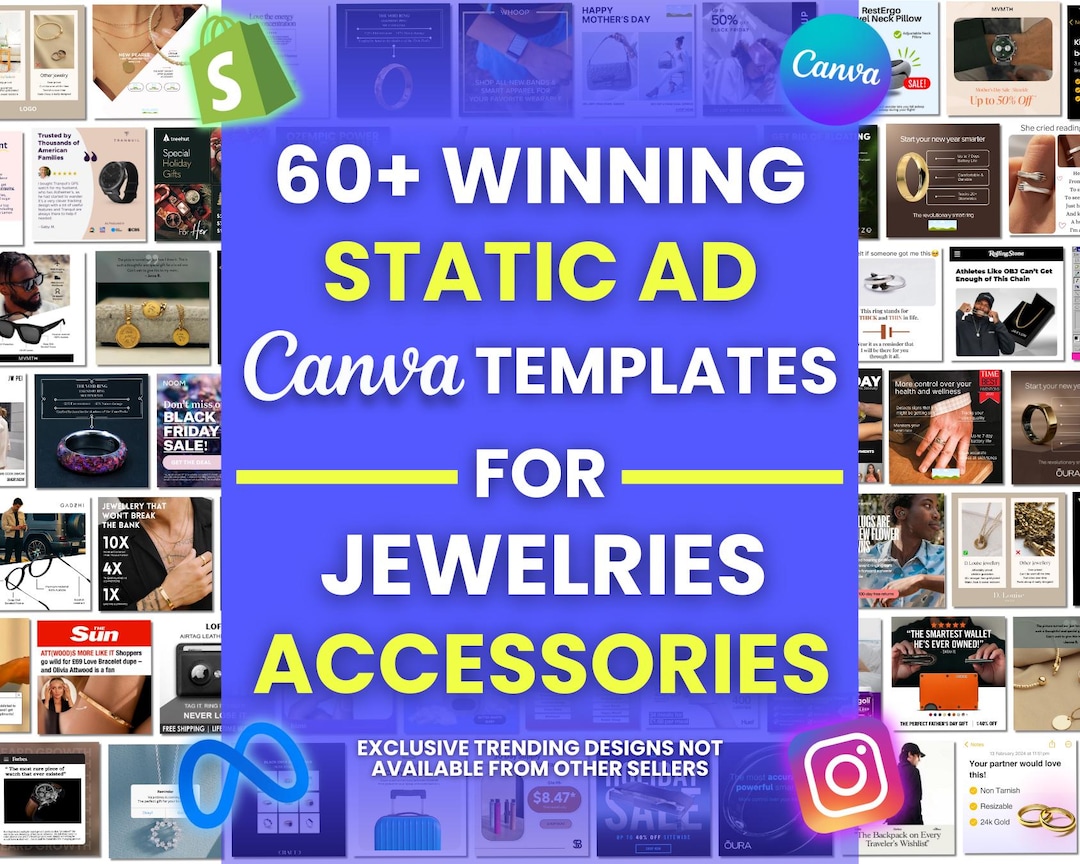 60+ Winning Static Ad Canva Templates for Jewelries & Accessories ...