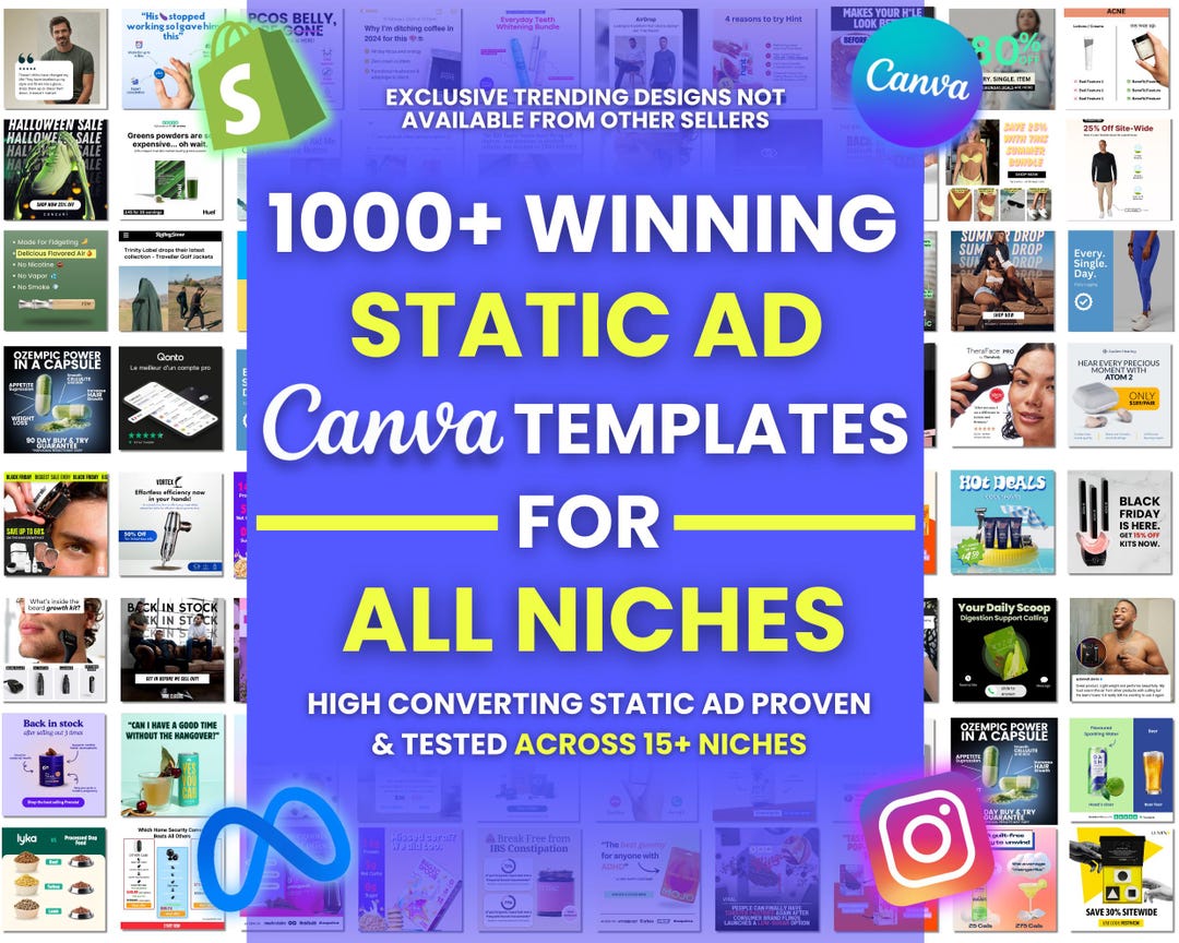 1000+ Winning Static Ads Canva Templates, Image Ad Creatives Template ...