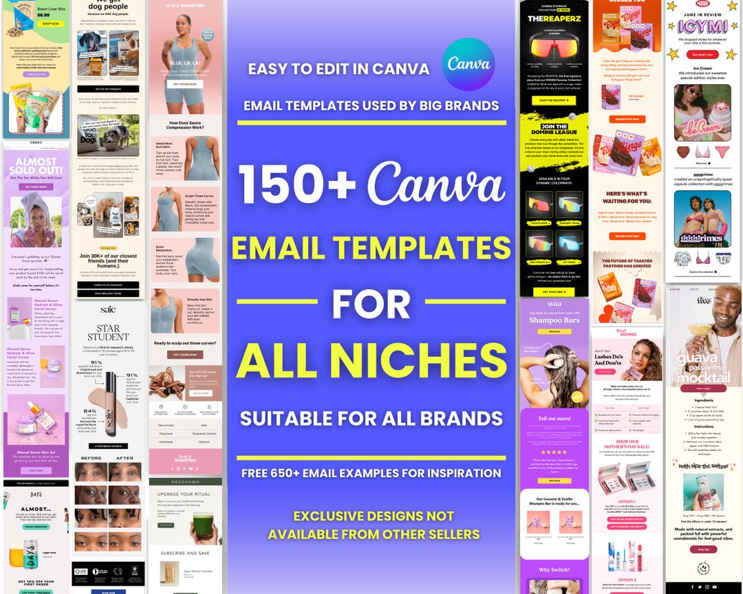 150+ Canva Email Templates for All Niches Ecommerce Brands Email ...