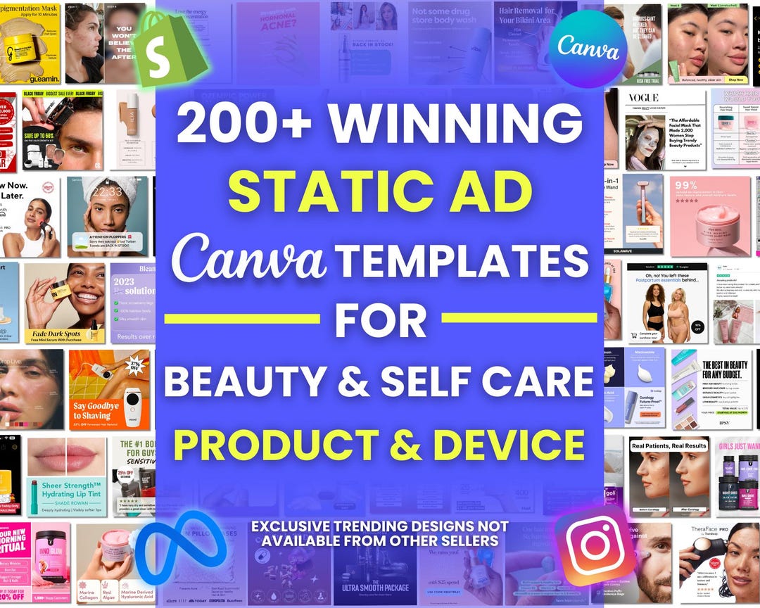200+ Winning Static Ad Canva Templates for Beauty & Self Care Product ...