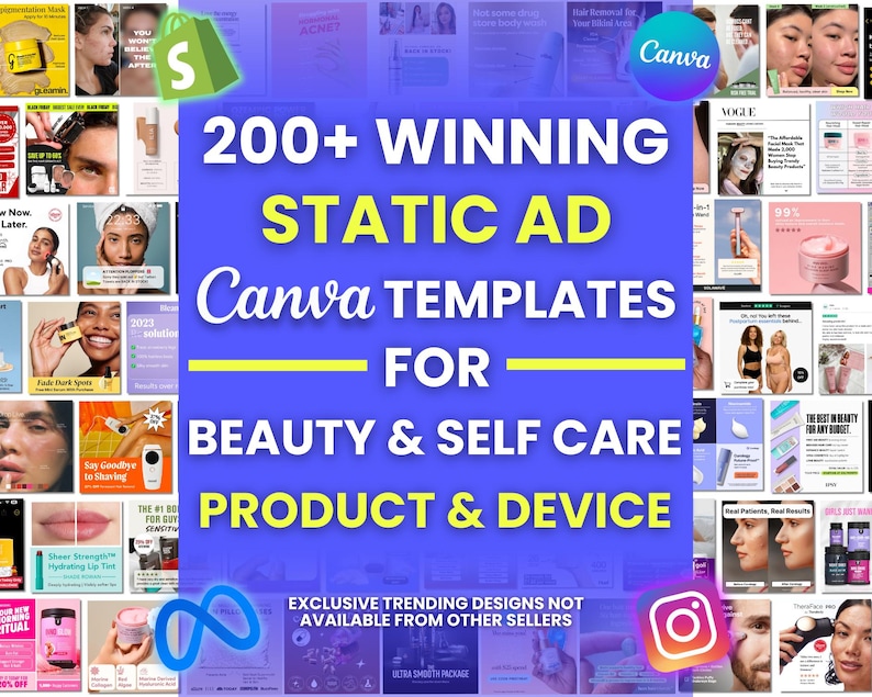 200+ Winning Static Ad Canva Templates for Beauty & Self Care Product ...