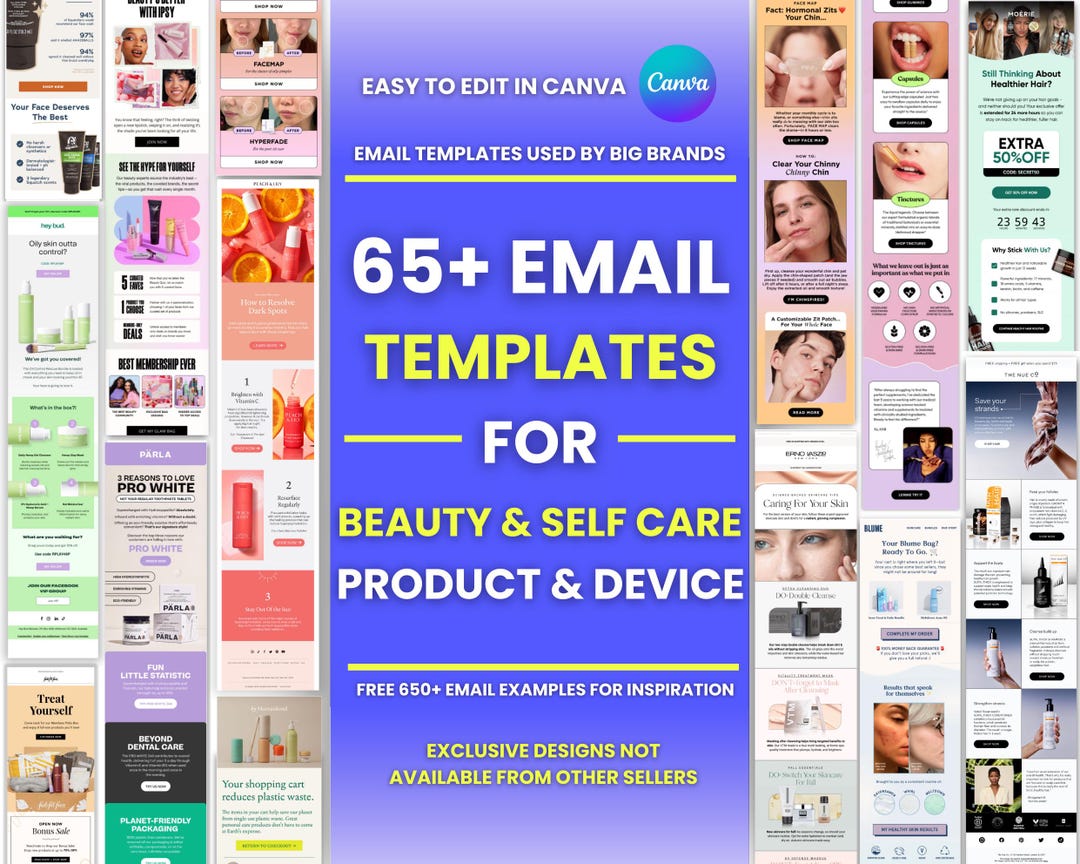 65+ Canva Email Templates for Beauty and Self Care Product Device Email ...