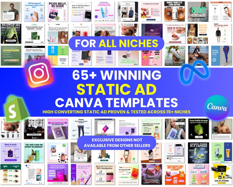 65+ Winning Static Ads Canva Templates, Image Ads Creatives Template ...