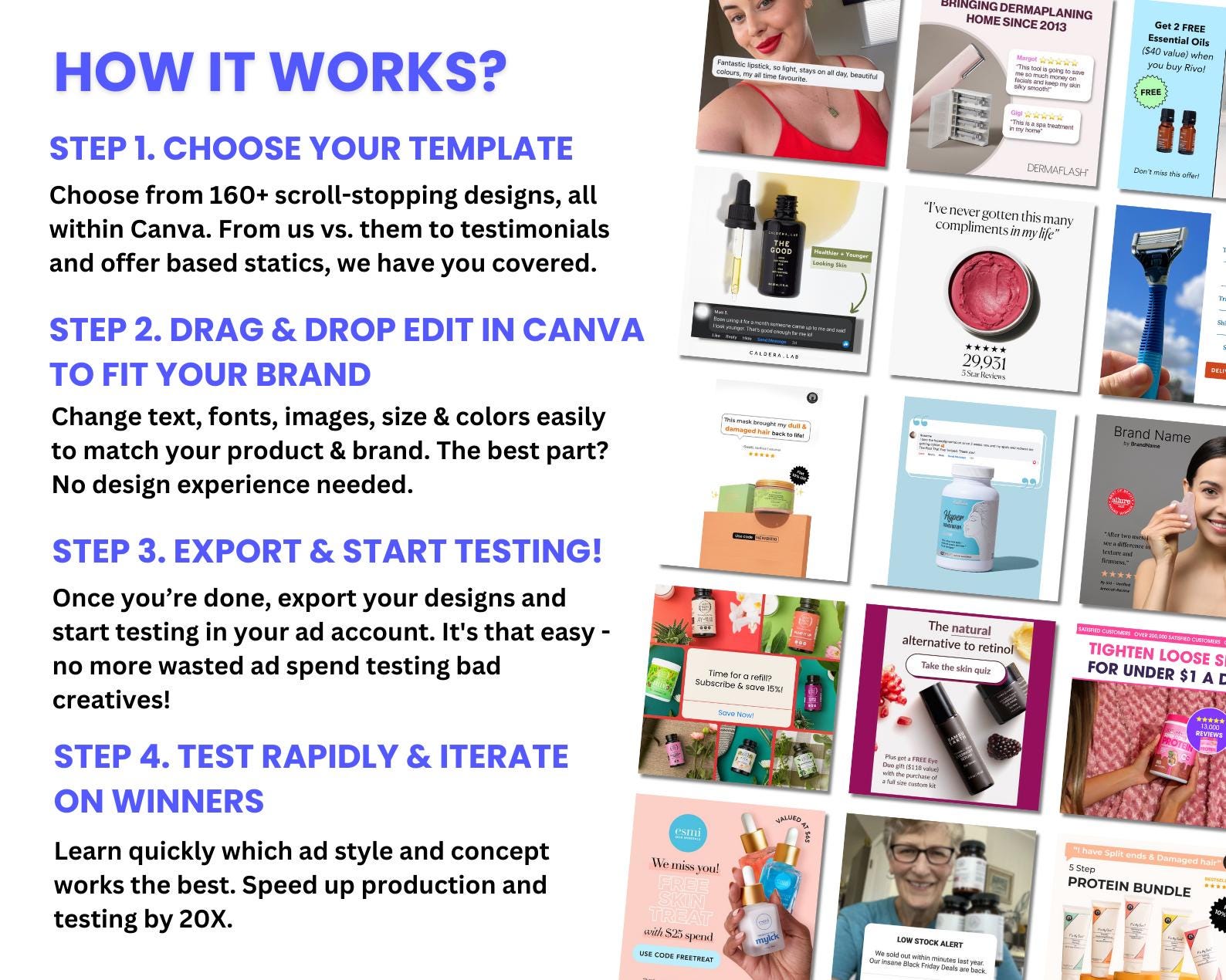 160+ Winning Static Ad Canva Templates for Skincare Products Facebook ...