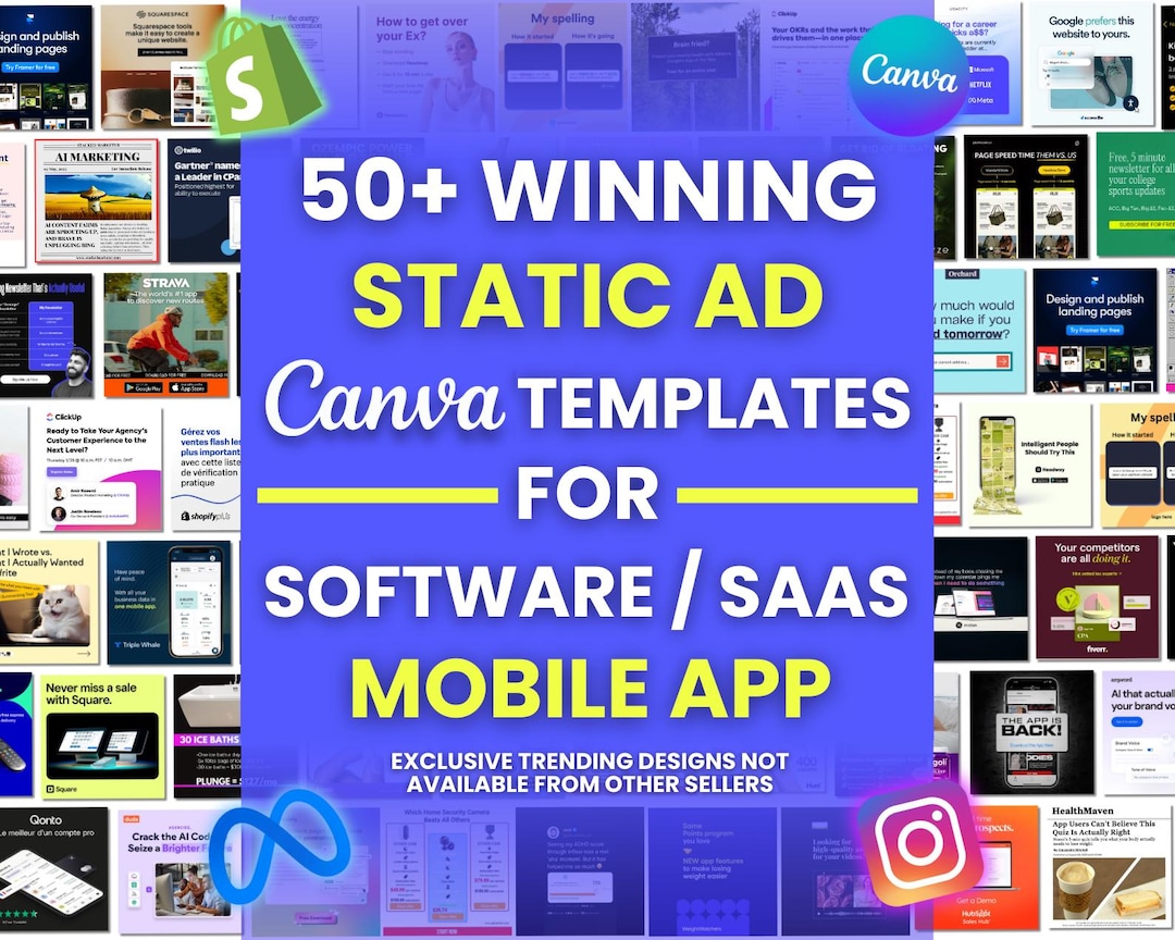 50+ Winning Static Ad Canva Templates for Software / SAAS and Mobile ...