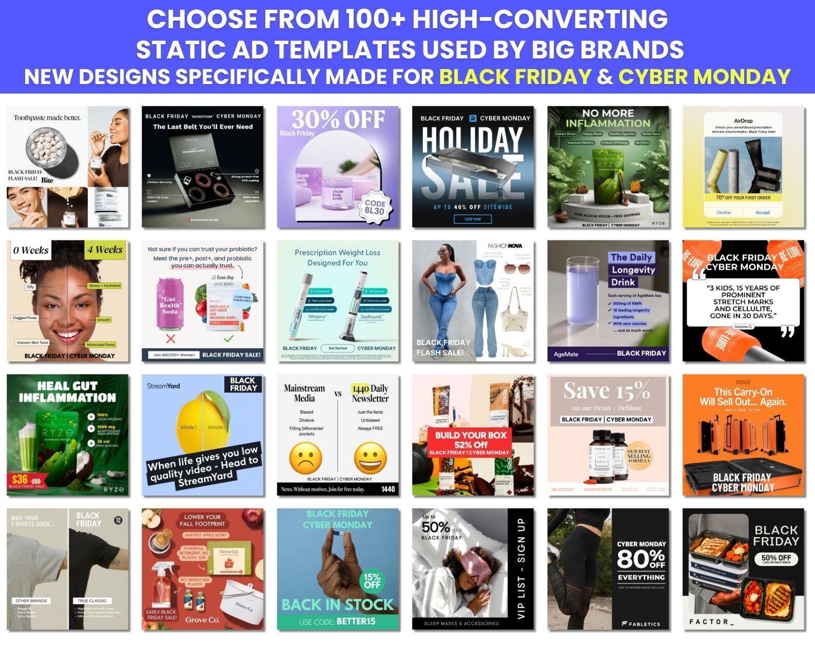 100+ BFCM Winning Static Ad Canva Templates, Black Friday Image Ad ...