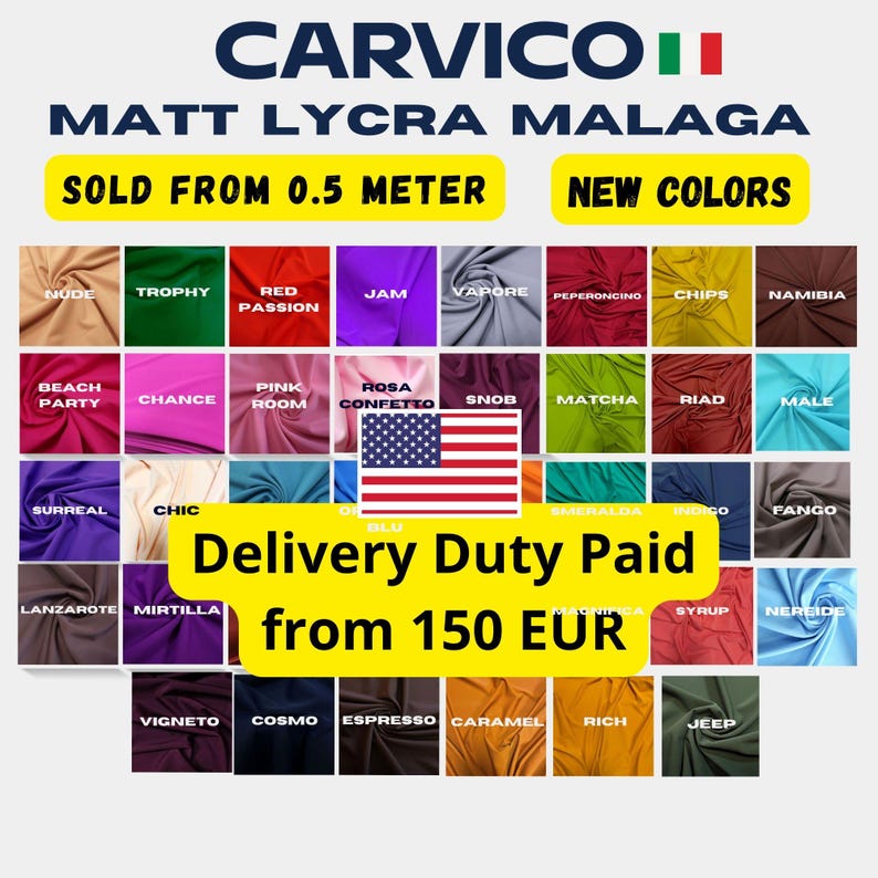 Italian Lycra Swimwear Fabric: Carvico Malaga 4-way Stretch, Chlorine ...