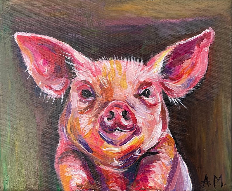 Pig Acrylic, Piggy, Acrylic Painting, Original Picture, Animal, Acrylic ...