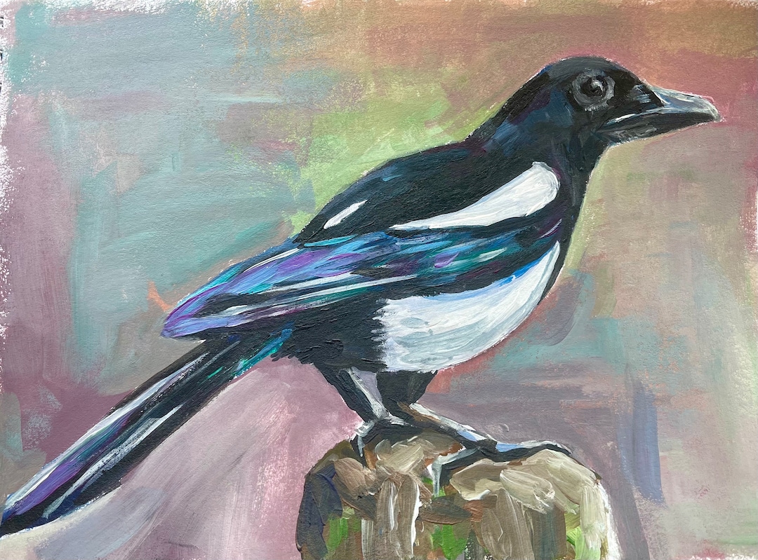 Magpie Acrylic, Magpie, Acrylic Painting, Original Picture, Bird ...