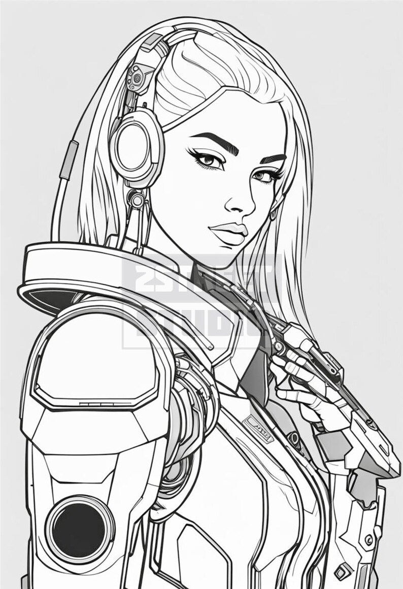 Cyberpunk Girls Digital Coloring Book PDF Download - Etsy