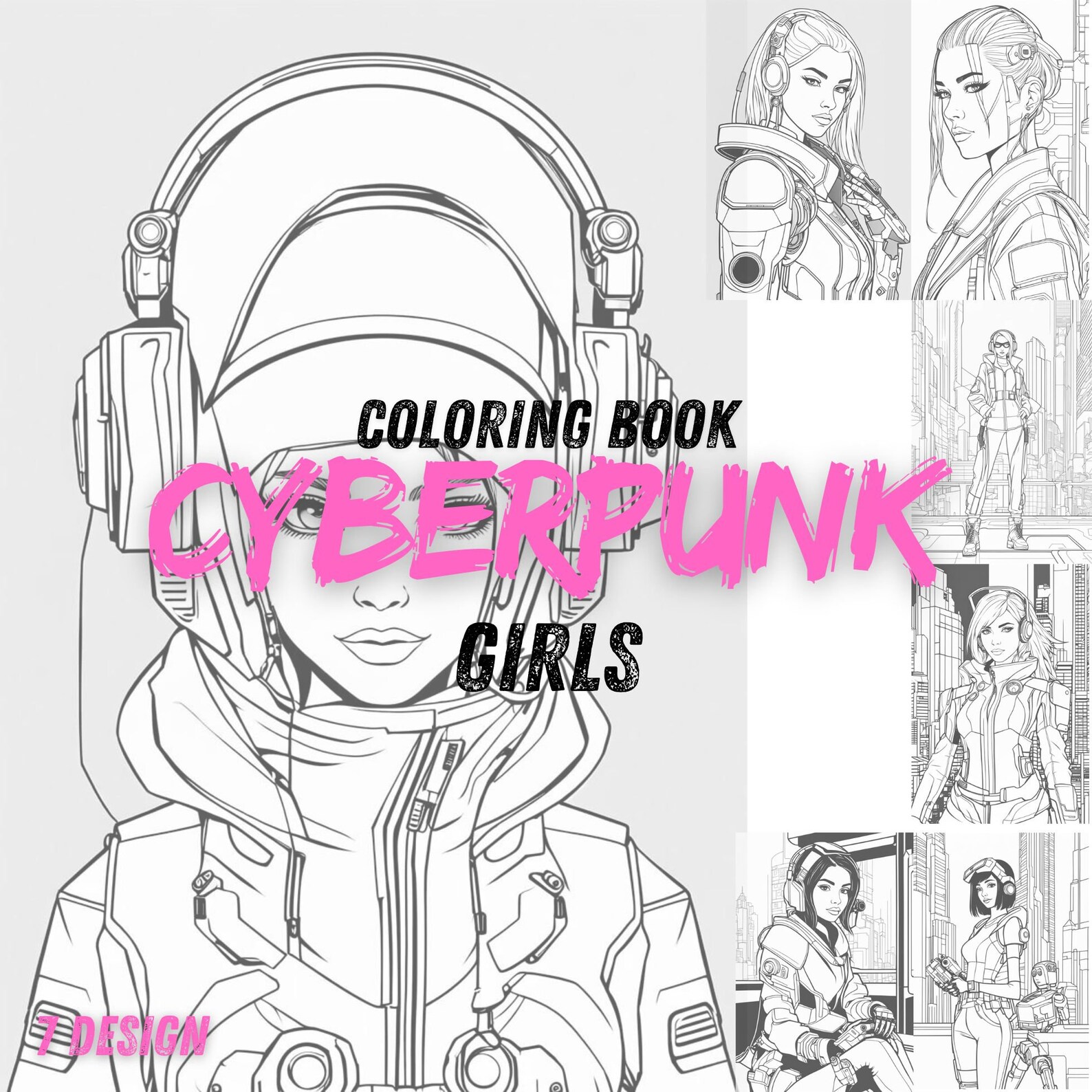 Cyberpunk Girls Digital Coloring Book PDF Download - Etsy