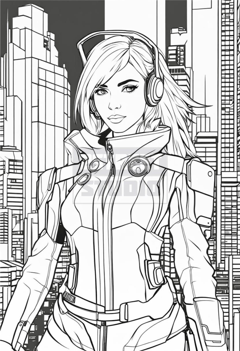 Cyberpunk Girls Digital Coloring Book PDF Download - Etsy